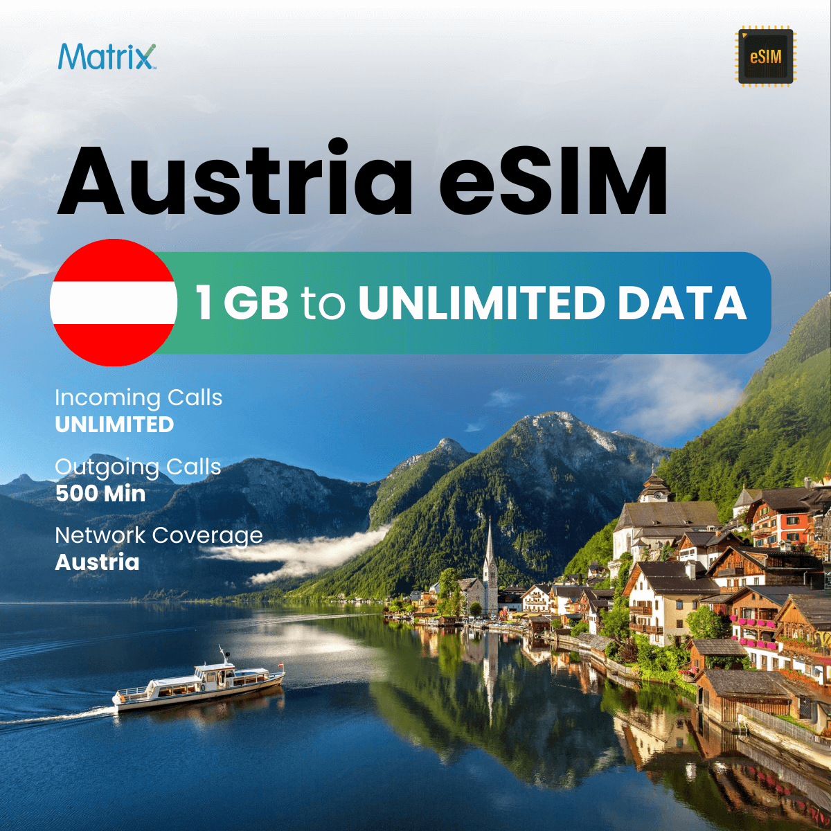 Buy Austria eSIM | Unlimited Data Plans | High-Speed 4G/LTE - Matrix