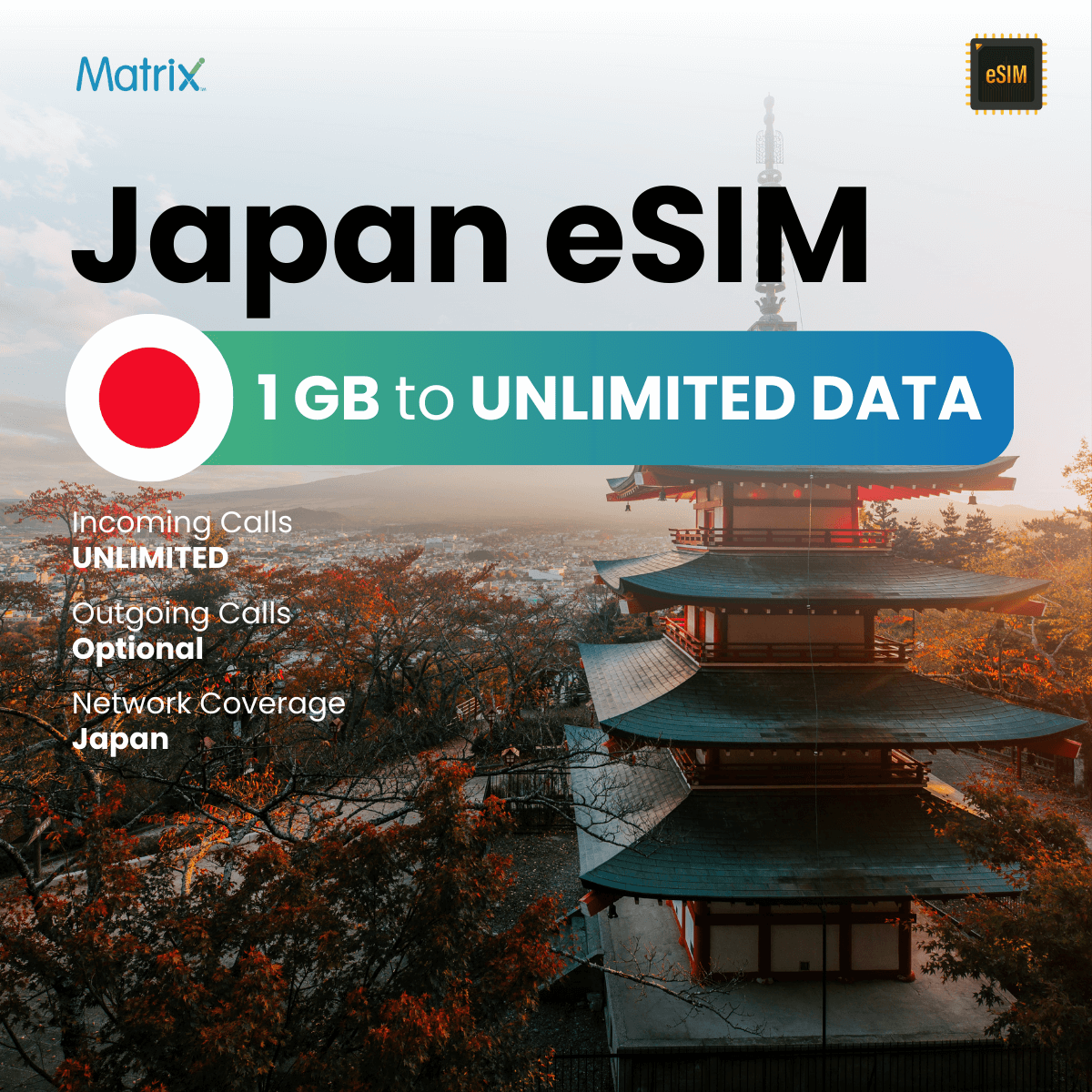 Buy Japan eSIM | Unlimited Data Plans | High-Speed 4G/LTE - Matrix