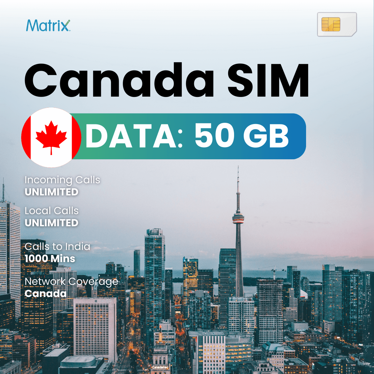 Buy Prepaid International SIM Card For Canada at Matrix
