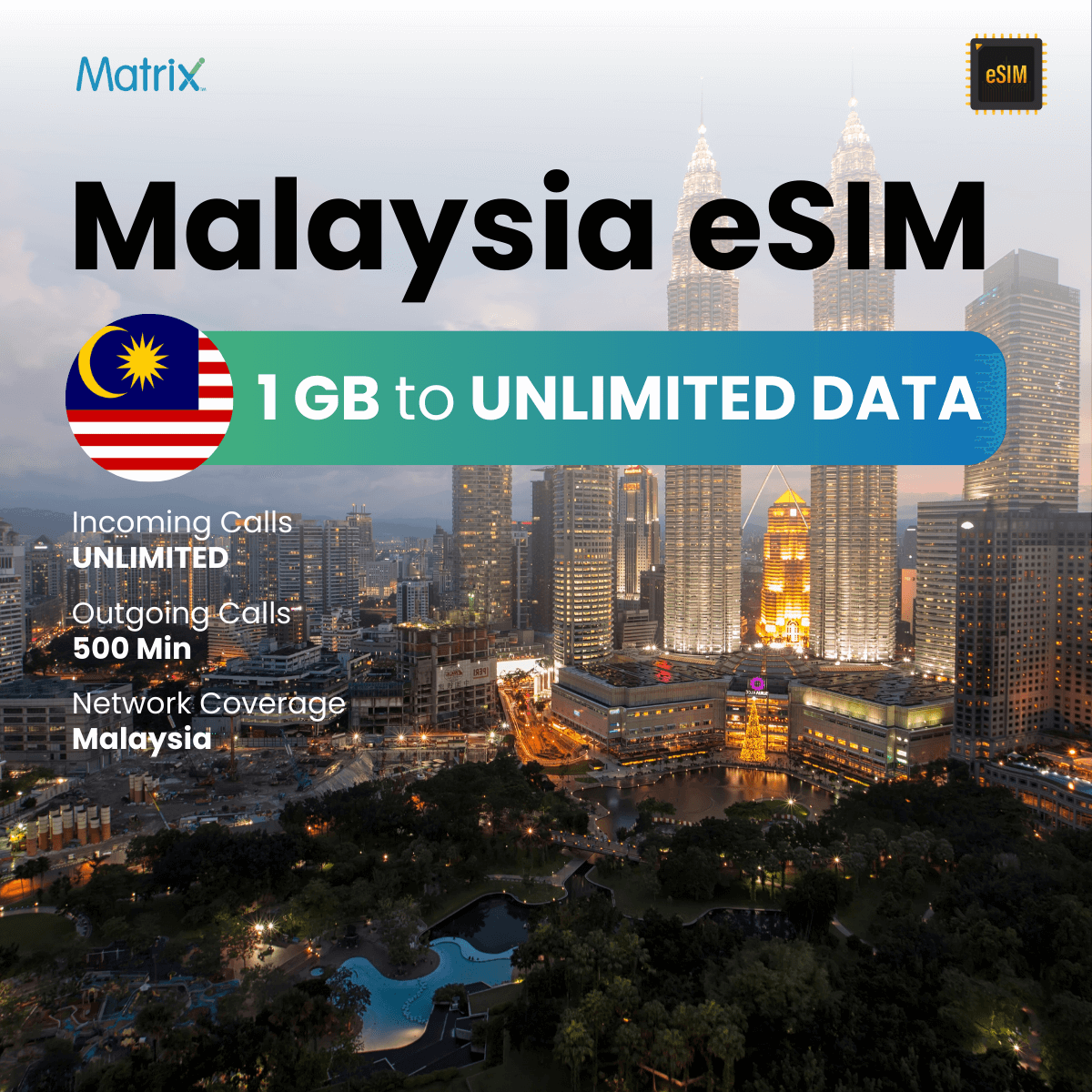 Buy Malaysia eSIM | Unlimited Data Plans | High-Speed 4G/LTE - Matrix