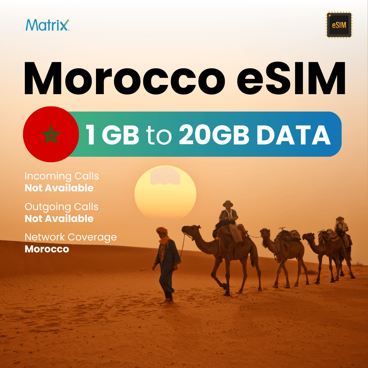 Buy Morocco eSIM | 1 GB to 20 GB Data Plans | Best eSIM for 2024 - Matrix