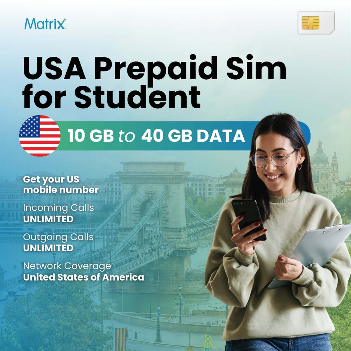 Buy USA SIM Card For International Travel at Matrix